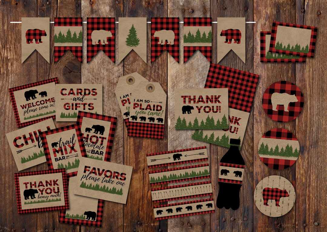 Buffalo Plaid Baby Shower Decorations Rustic Baby Sprinkle Decor ...