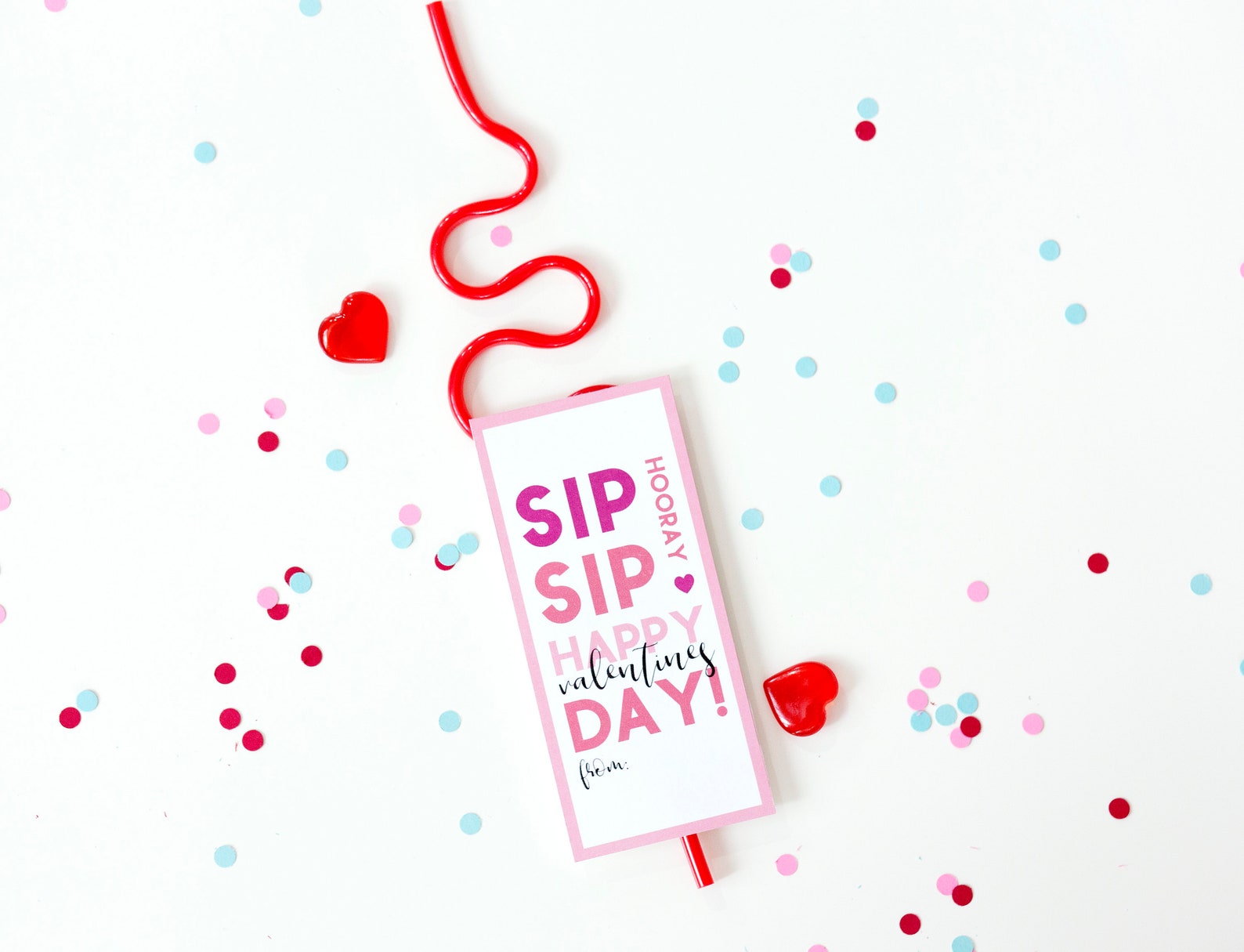 Printable Sip Sip Hooray Valentine Silly Straw Valentine | Etsy