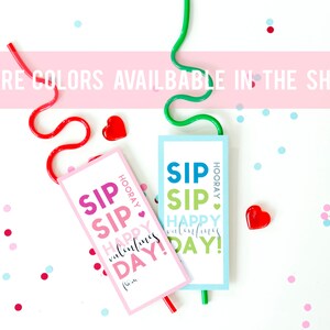Printable Sip Sip Hooray Valentine - Silly Straw Valentine Card Instant ...