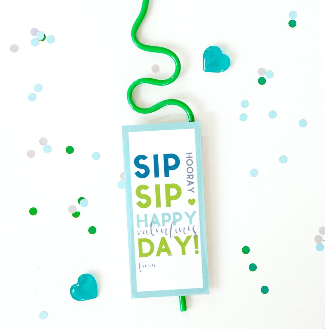 Sip Sip Hooray Valentine Printable - Crazy Straw Valentine - Soda Gift ...