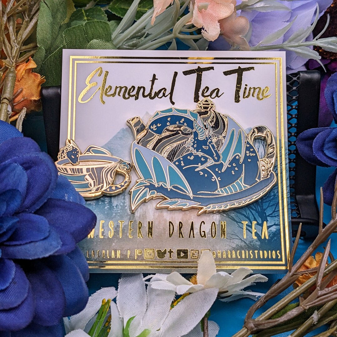 Western Dragon Teapot and Teacup Enamel Pins - Etsy