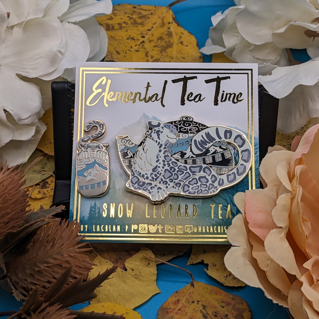 Snow Leopard Teapot and Teacup Enamel Pins - Etsy