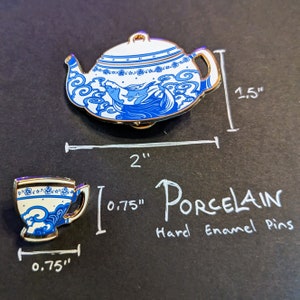 Porcelain Teapot and Teacup Enamel Pins - Etsy