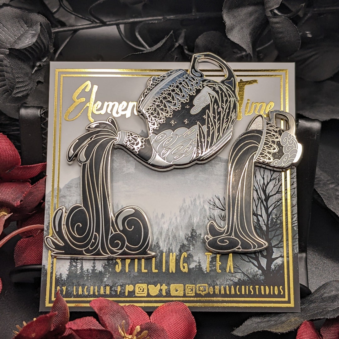 Spilling Teapot and Teacup Enamel Pins - Etsy