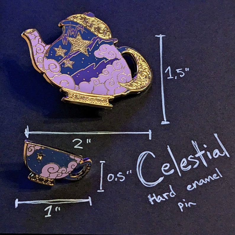 Celestial Teapot and Teacup Enamel Pins - Etsy