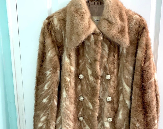 Vintage Mink Jacket Autumn Haze and White Mink With Rhinestone Buttons ...