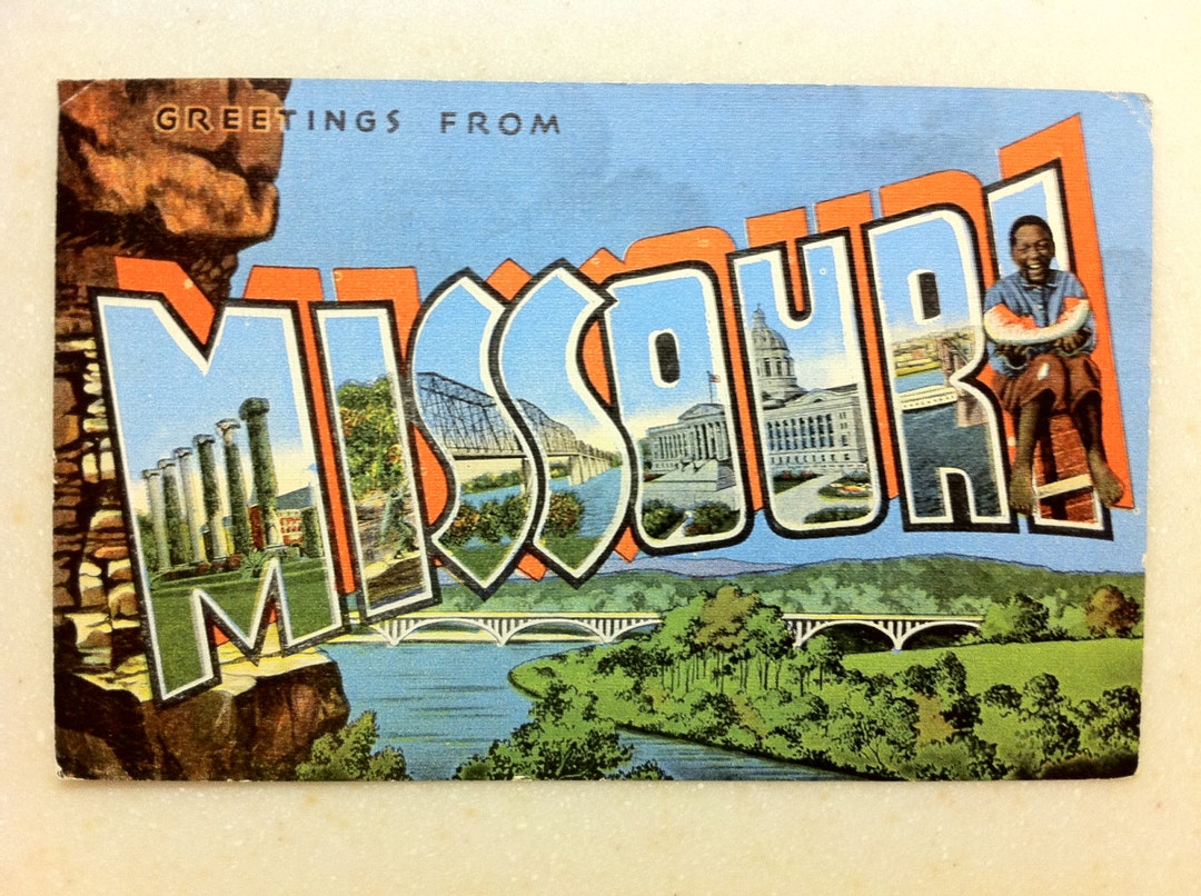 Mo Linen Postcard Missouri Large Letter Greetings 1962 - Etsy