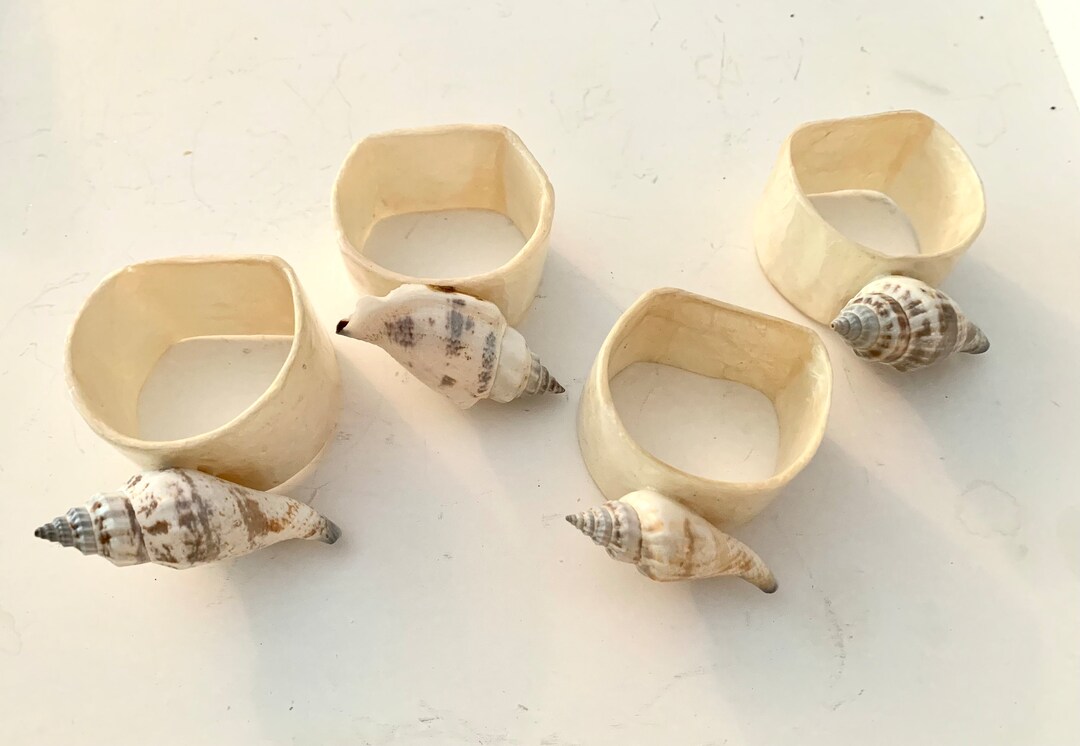 Vintage Shell Napkin Rings Set of 4 Napkin Holders Seashell - Etsy