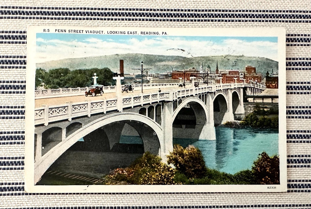 Vintage Postcard Reading Pa Penn St Bridge Looking East Berks County ...