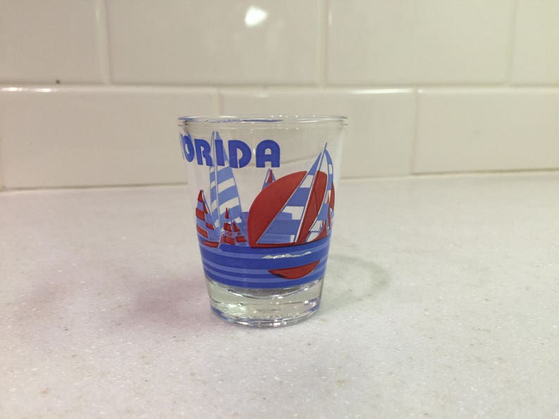 Vintage Florida Shot Glass Whiskey Jigger Sail Boats Beach | Etsy