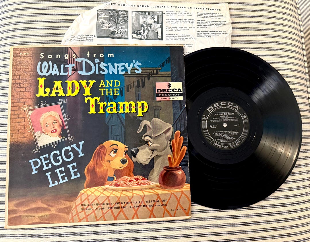 Vintage Lady and the Tramp Vinyl LP 33 1/3 Walt Disney 1955 Decca ...