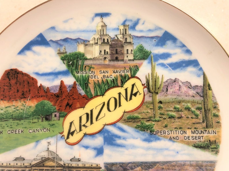 Vintage Arizona Souvenir Plate State Plate Collectable Souvenir Dish AZ ...