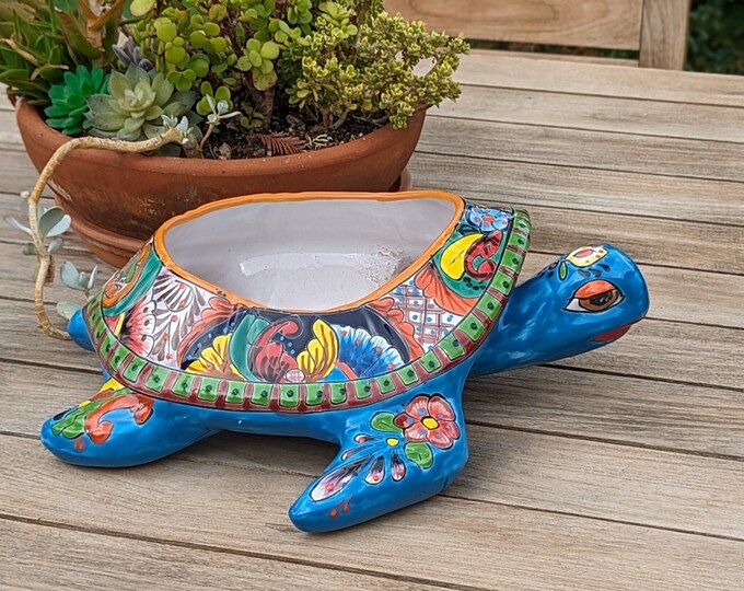 Talavera Turtle Planter, Handmade Mexican Pottery for Succulents or ...