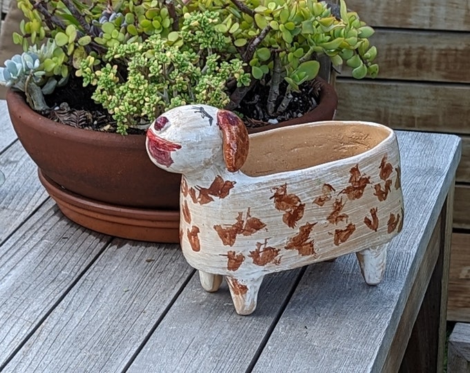 Happy Dog Planter & Flower Pot | Handmade Mexican Pottery From Atzompa ...