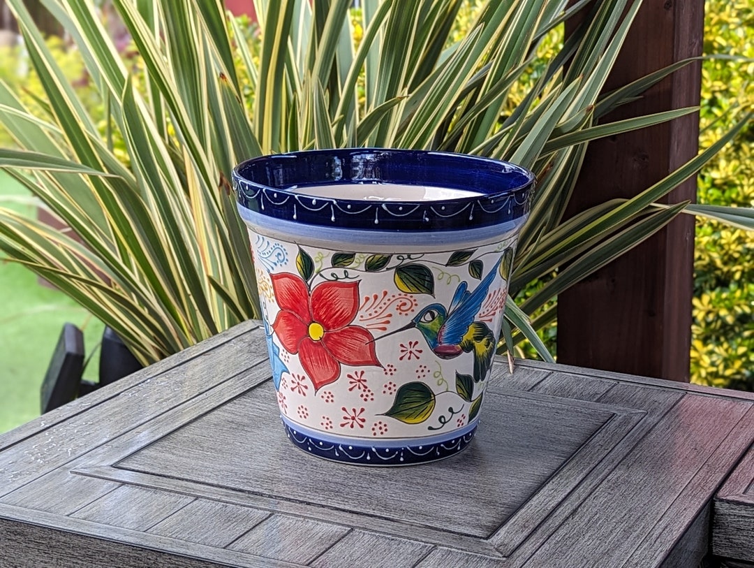 Hummingbird Flower Pot is Ceramic Planter Handmade From Mexico for ...
