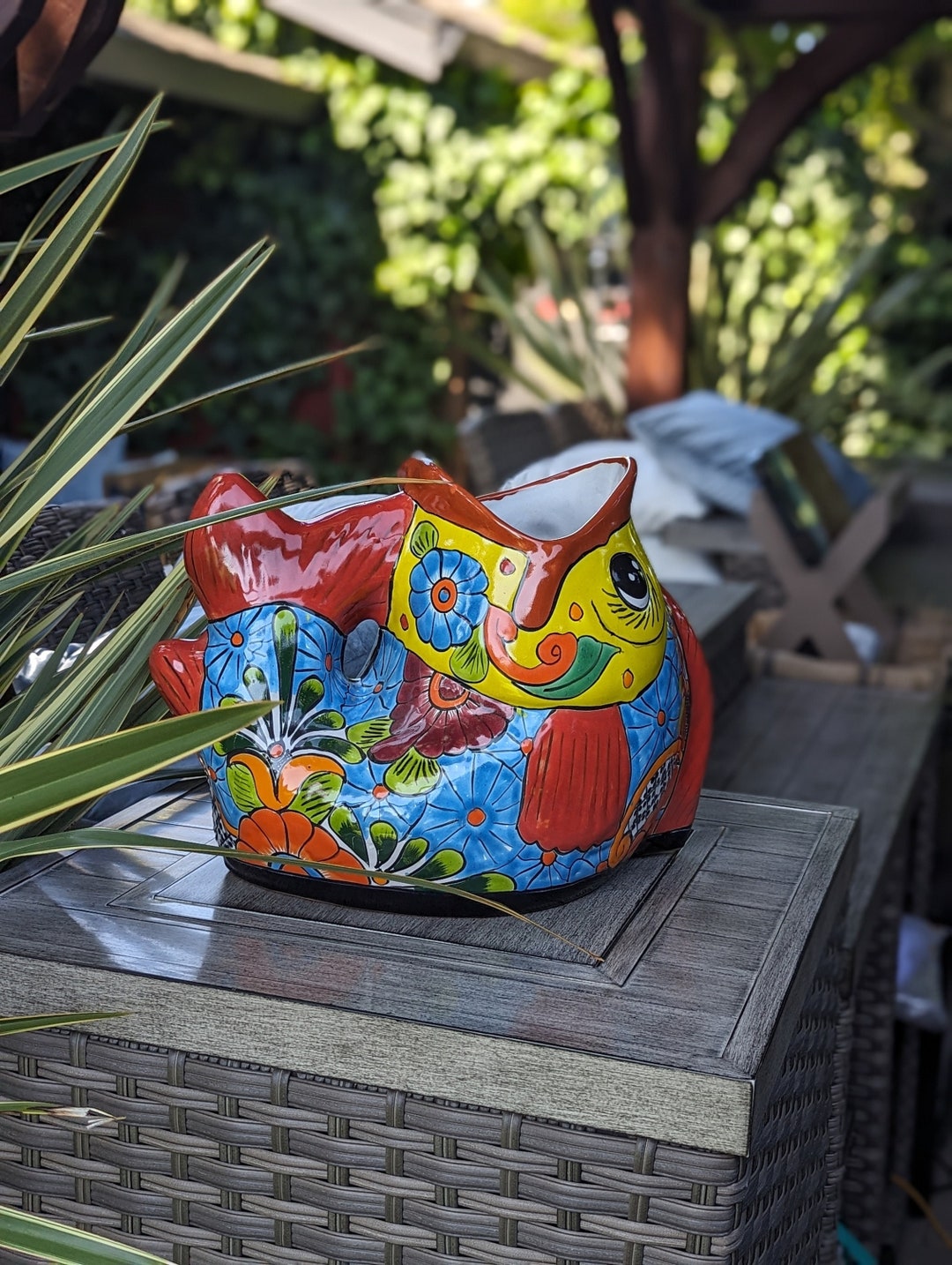 Talavera Whale Planter is Hand Painted Ceramic Mexican Pottery | Large ...