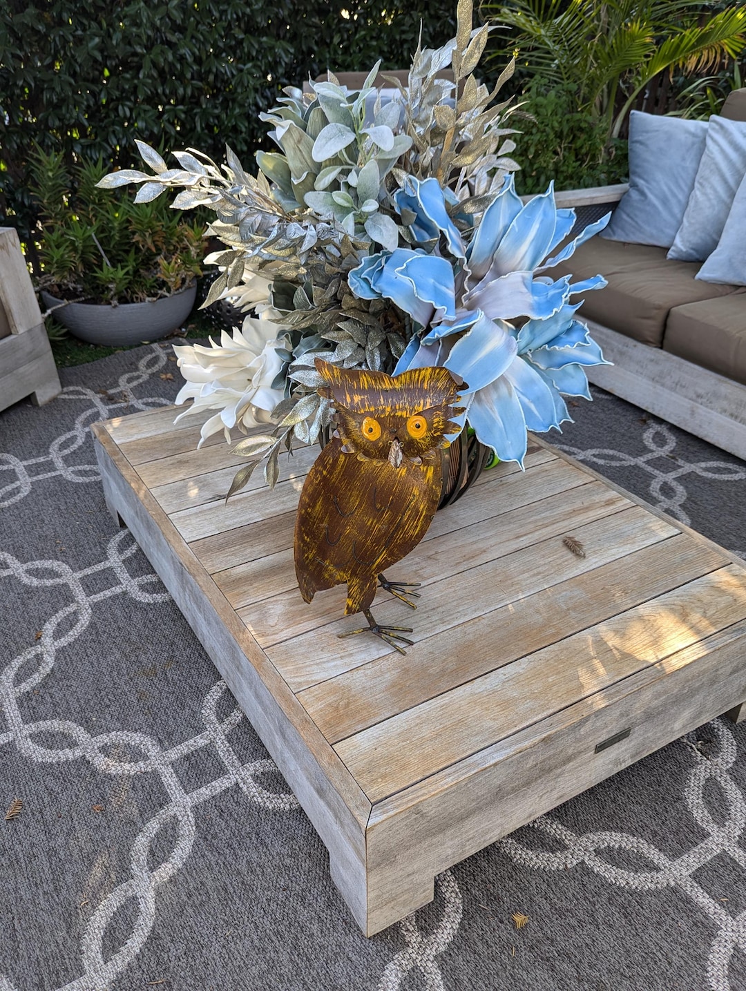 Metal Owl Garden Statue, Outdoor Decoration - Etsy