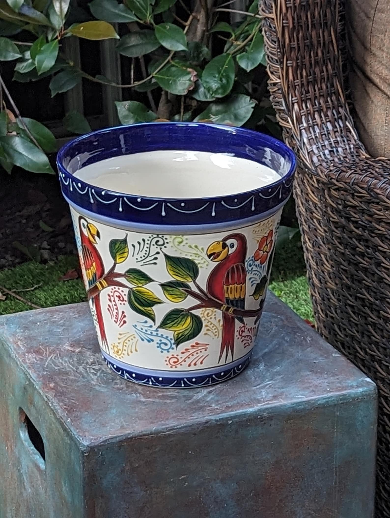 4 Parrots Flower Pot | Hand-painted Mexican Planter in Four Sizes - Etsy