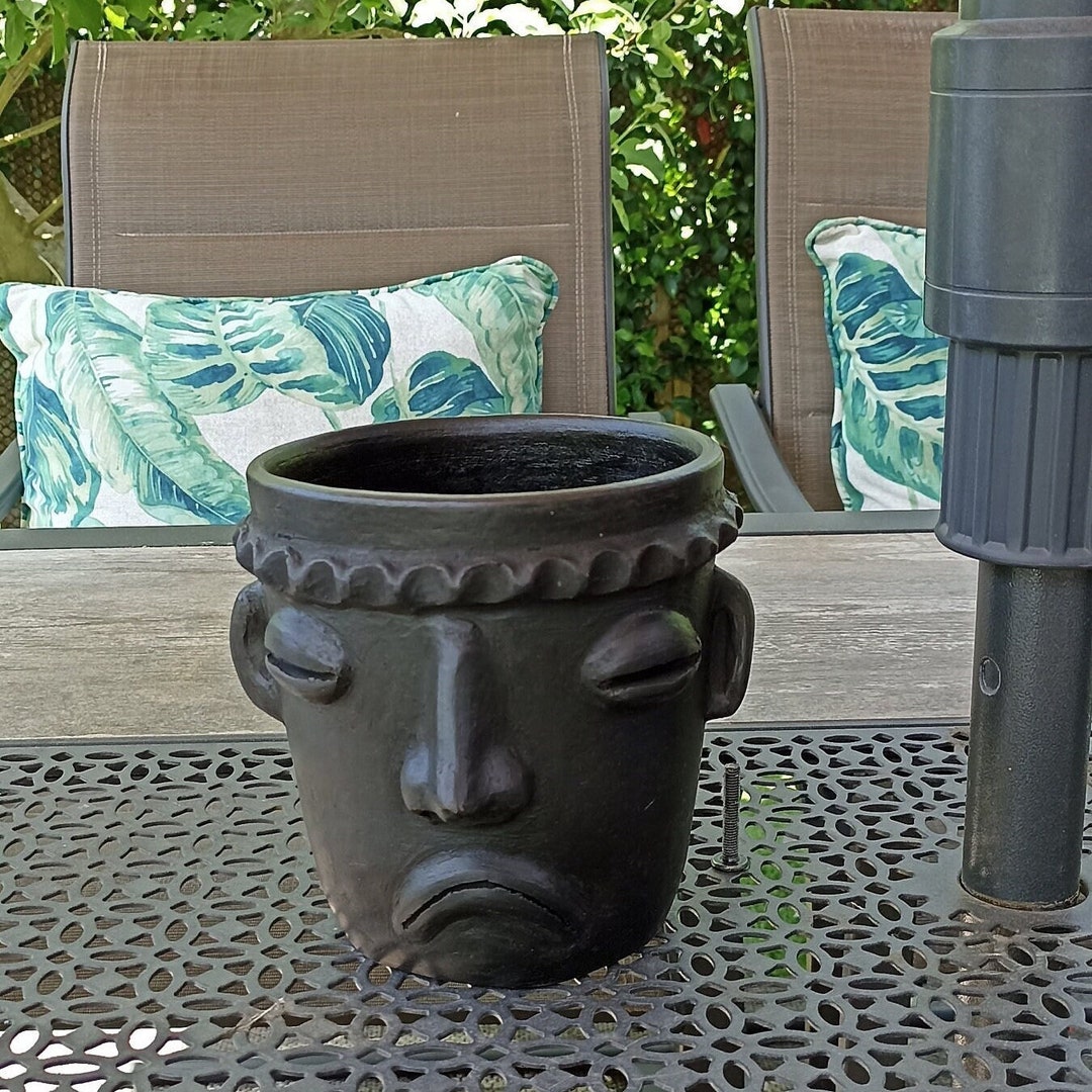 Sad Face Planter, Clay Flower Pot, Handmade Mexican Pottery From ...