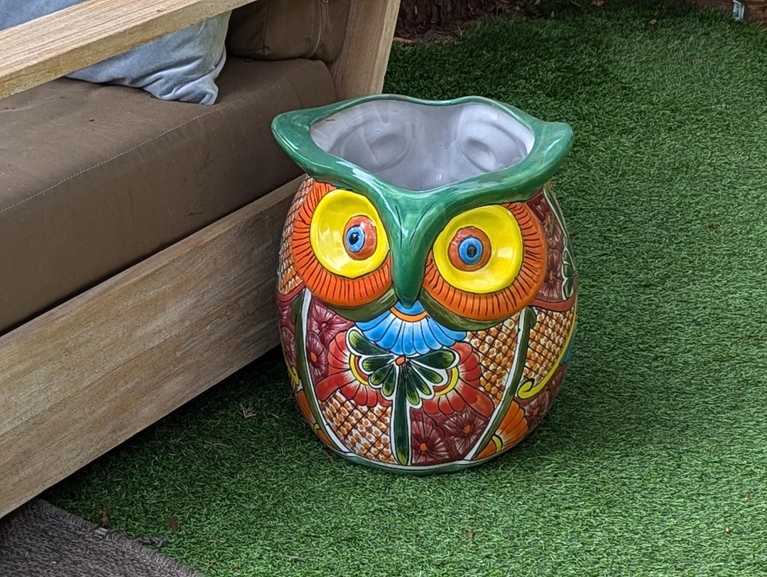 Gorgeous 14" Owl Flower Pot, Ceramic Planter is Handmade Talavera ...