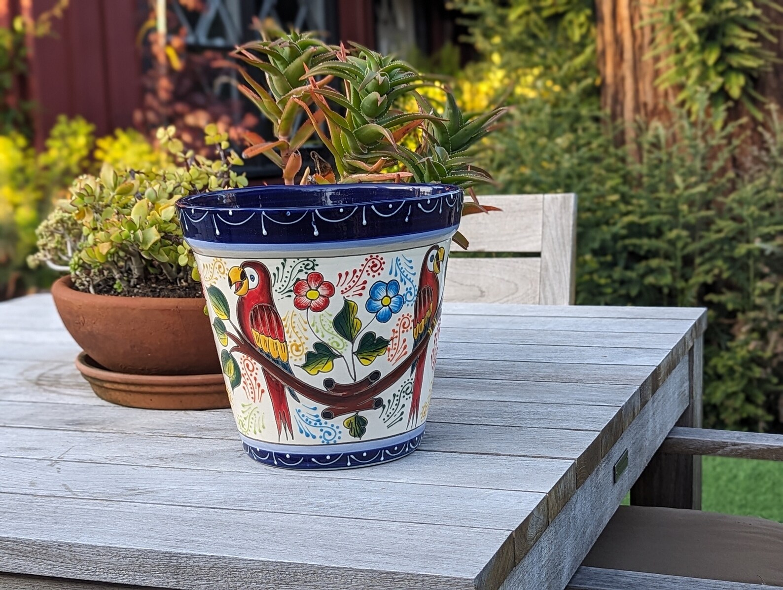 Talavera Parrots Flower Pot | Hand-painted Mexican Planter in Four ...