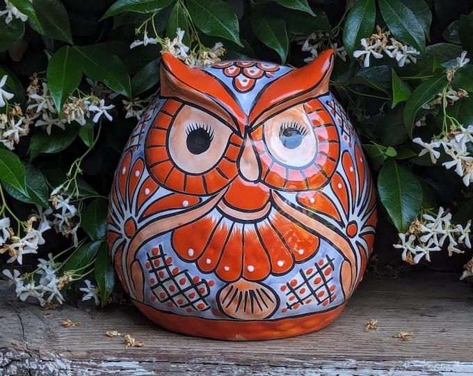 Ceramic Owl Flower Pot - Handmade Talavera Pottery, Mexico Home Decor ...