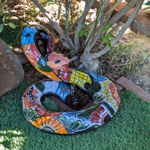 Talavera Rattlesnake Figurine Ceramic Mexican Pottery, Outdoor Snake ...