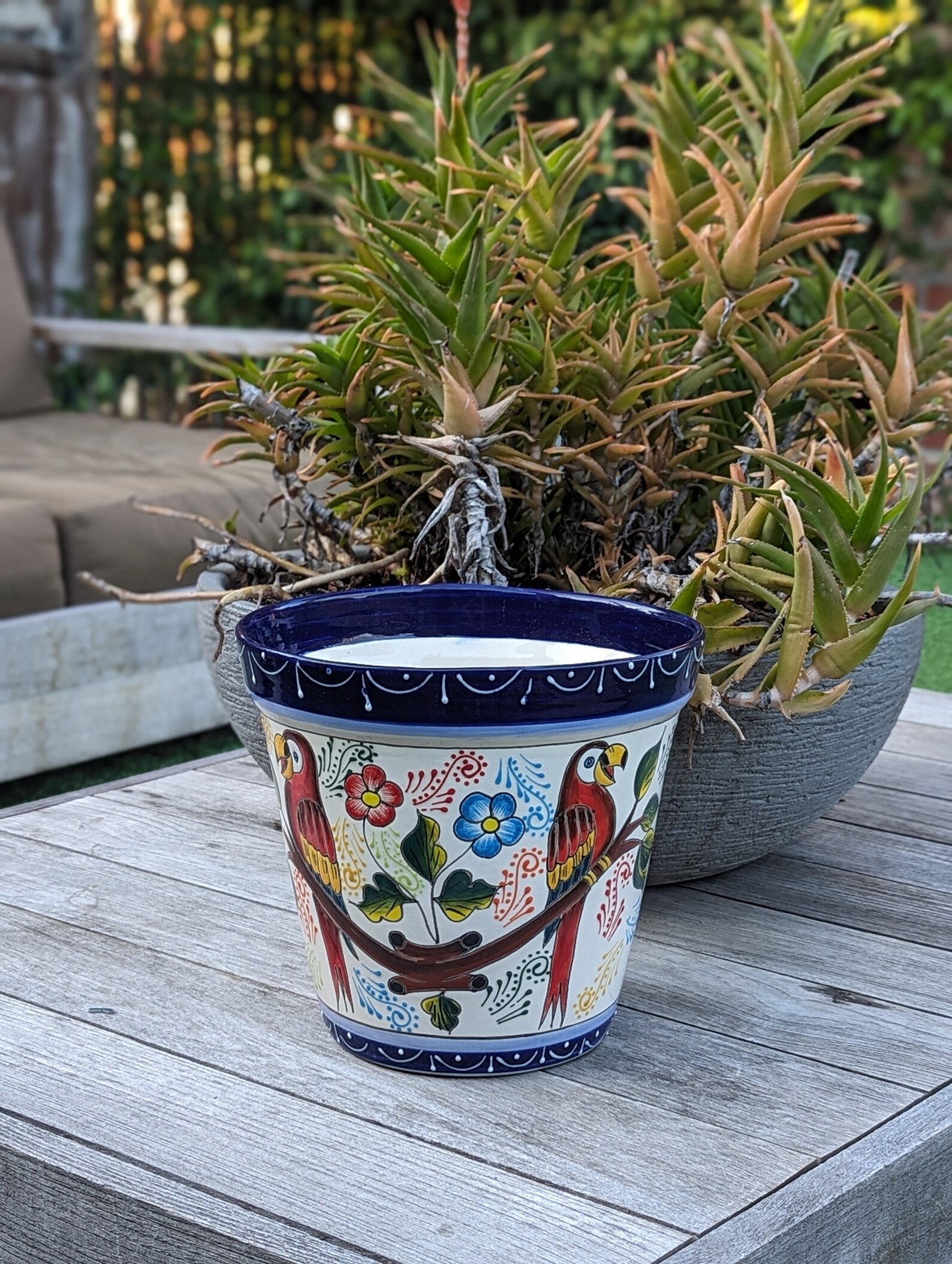 Talavera Parrots Flower Pot | Hand-painted Mexican Planter in Four ...