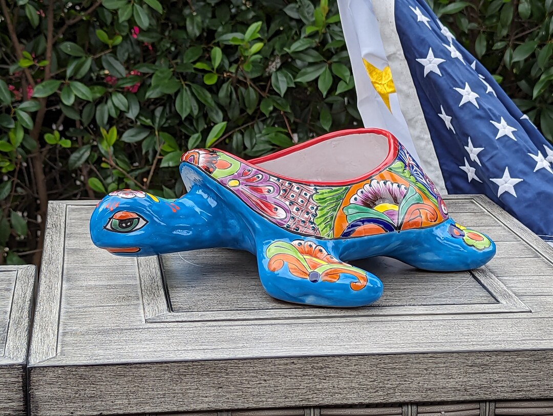 Talavera Turtle Planter, Handmade Mexican Pottery for Succulents or ...