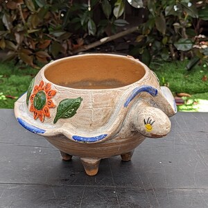 Turtle Planter & Flower Pot, Handmade Mexican Terra Cotta Pottery From ...