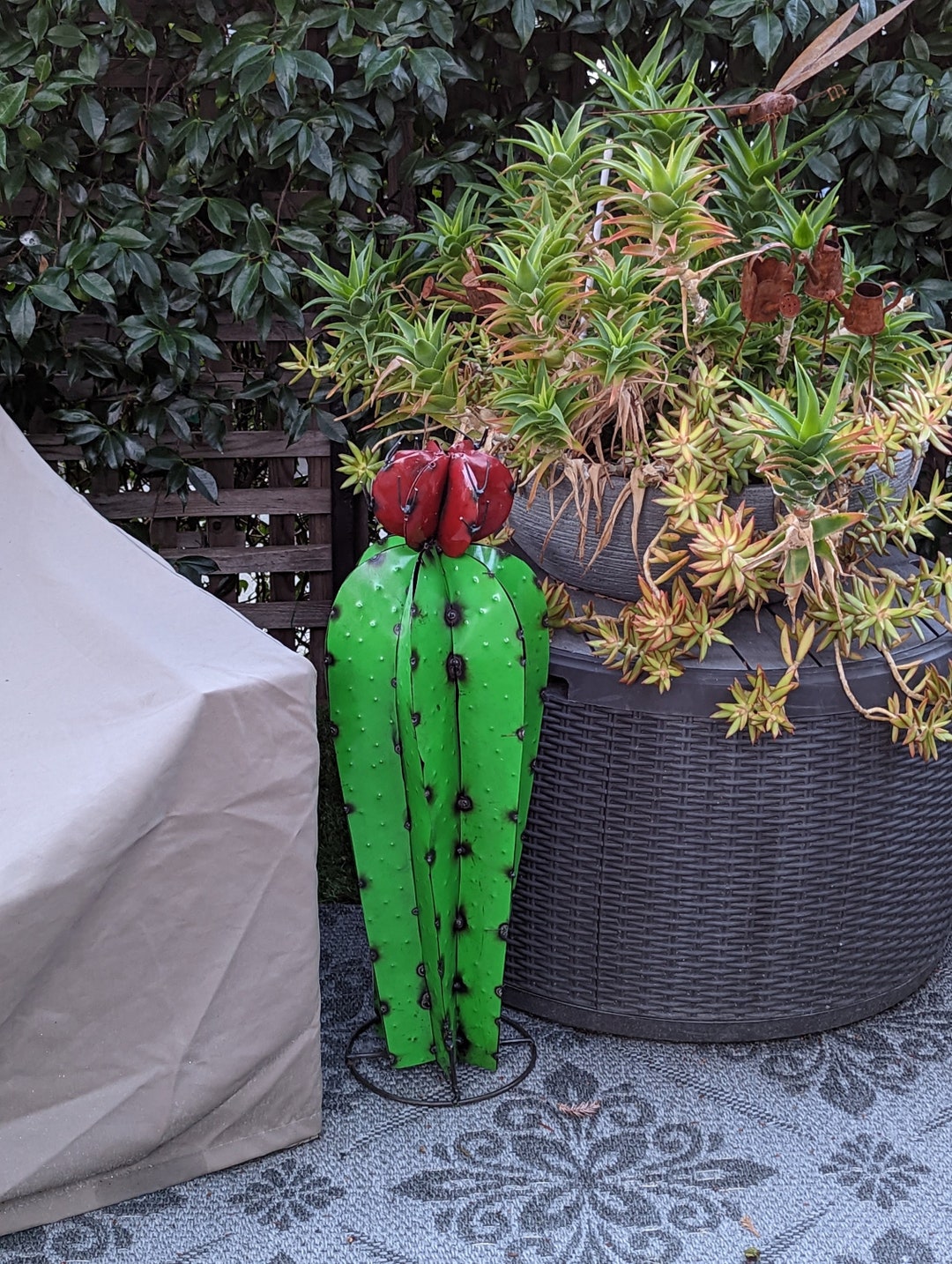 27" Tall Cactus Garden Decor, Cactus Decorations for Yard or Home, Hand ...