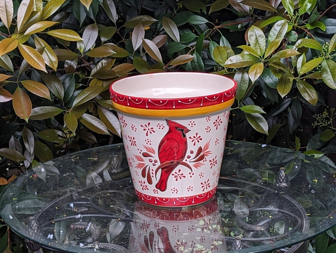 Cardinal Flower Pot | 10.5" Handmade Mexican Pottery Planter | Ships 6 ...
