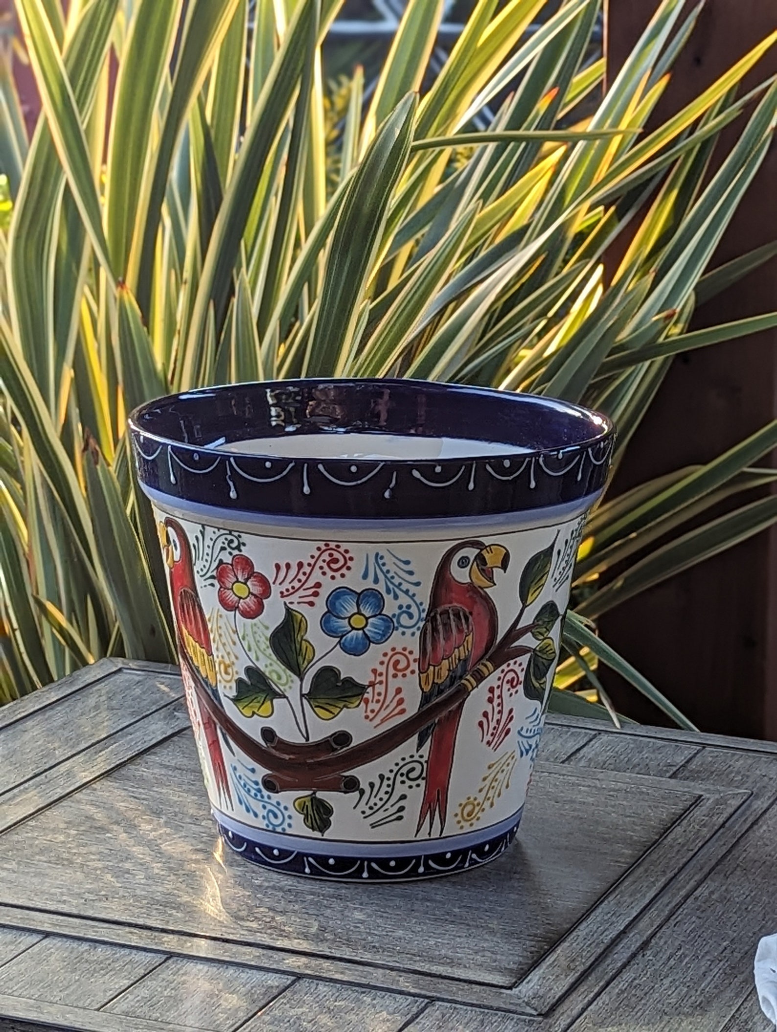 Talavera Parrots Flower Pot | Hand-painted Mexican Planter in Four ...
