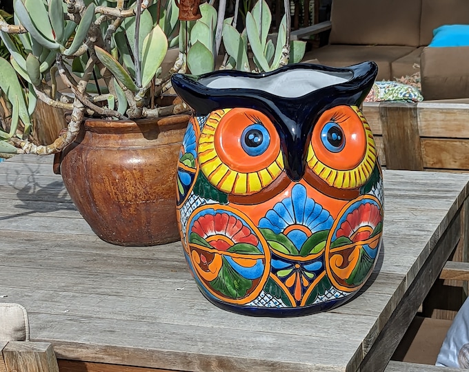 Owl Flower Pot 14", Talavera Ceramic Planter, Gorgeous Handmade Pottery ...