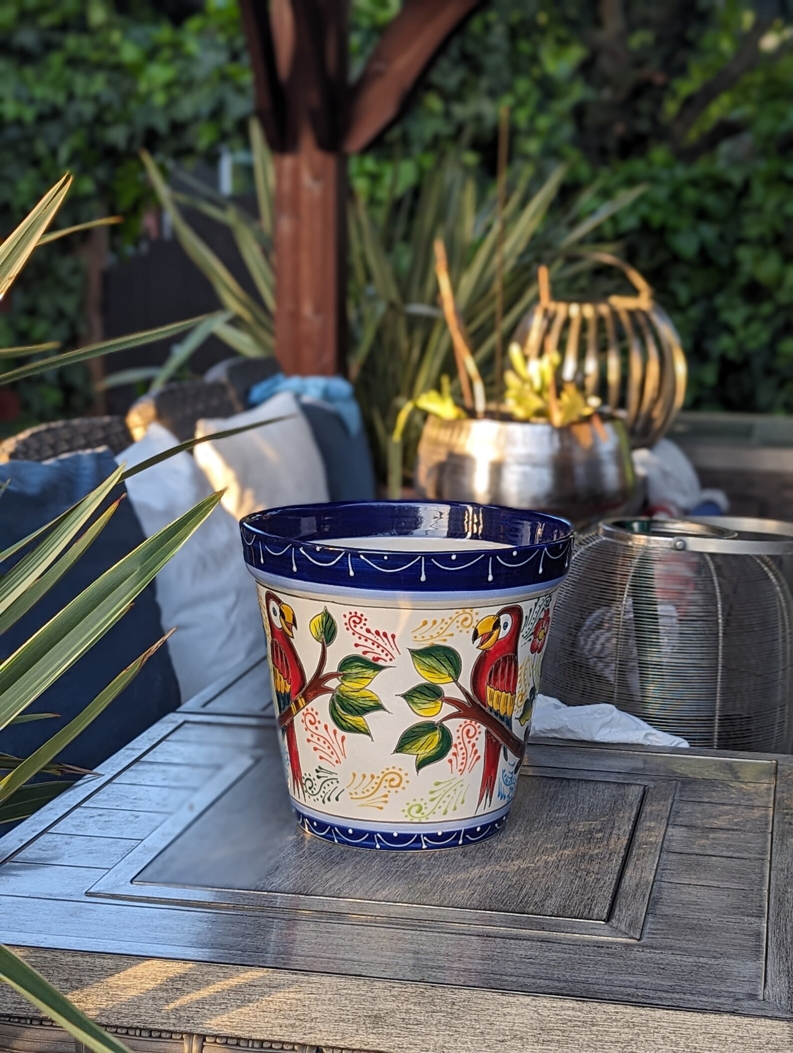 4 Parrots Flower Pot | Hand-painted Mexican Planter in Four Sizes - Etsy
