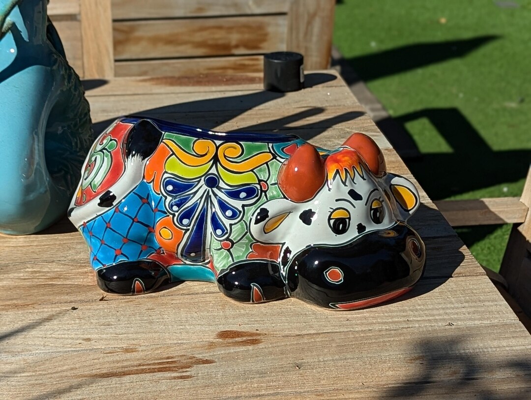 Cow Planter Talavera Pottery | Use Ceramic Cow Flower Pot for Outdoor ...