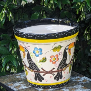 Toucan Flower Pot | Hand-painted Mexican Ceramic Animal Planter Pot ...