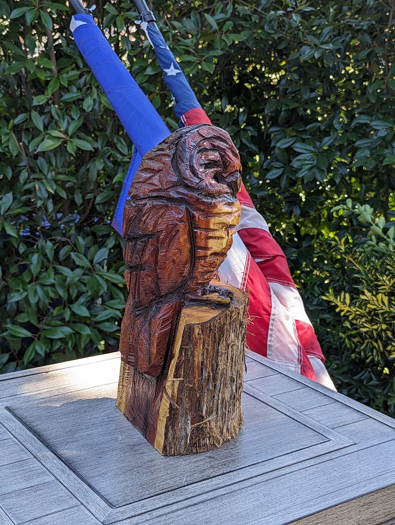 Barred Owl Garden Statue Yard Art & Home Decor, Chainsaw Art Carved ...
