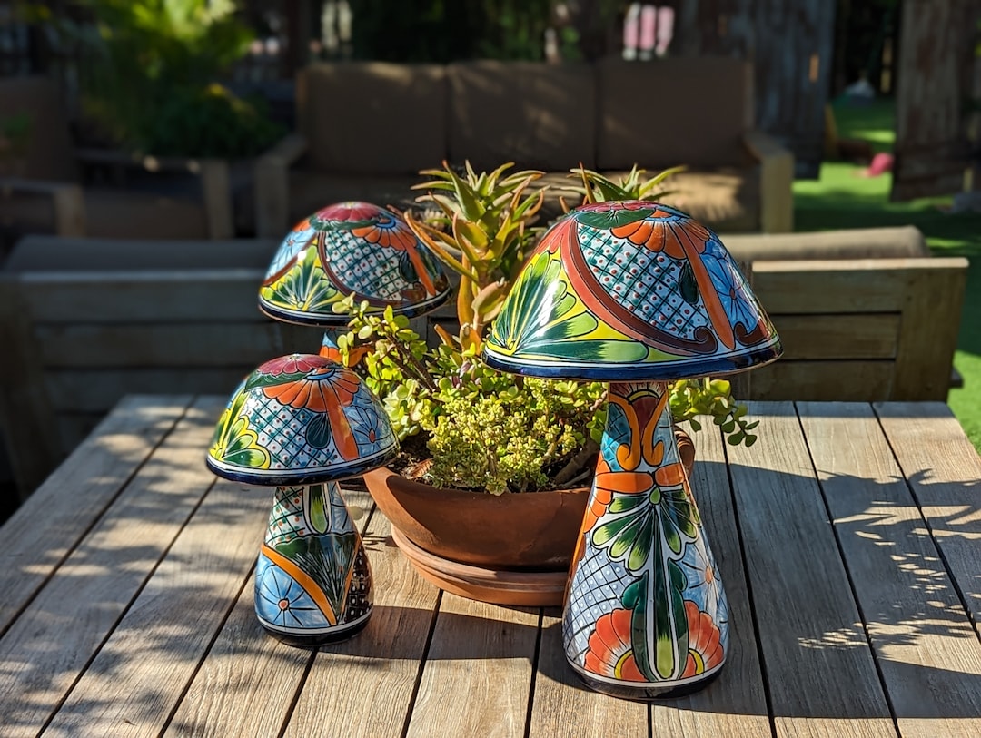 Mushroom Garden Decor & Yard Art | Ceramic Talavera Pottery is Unique ...