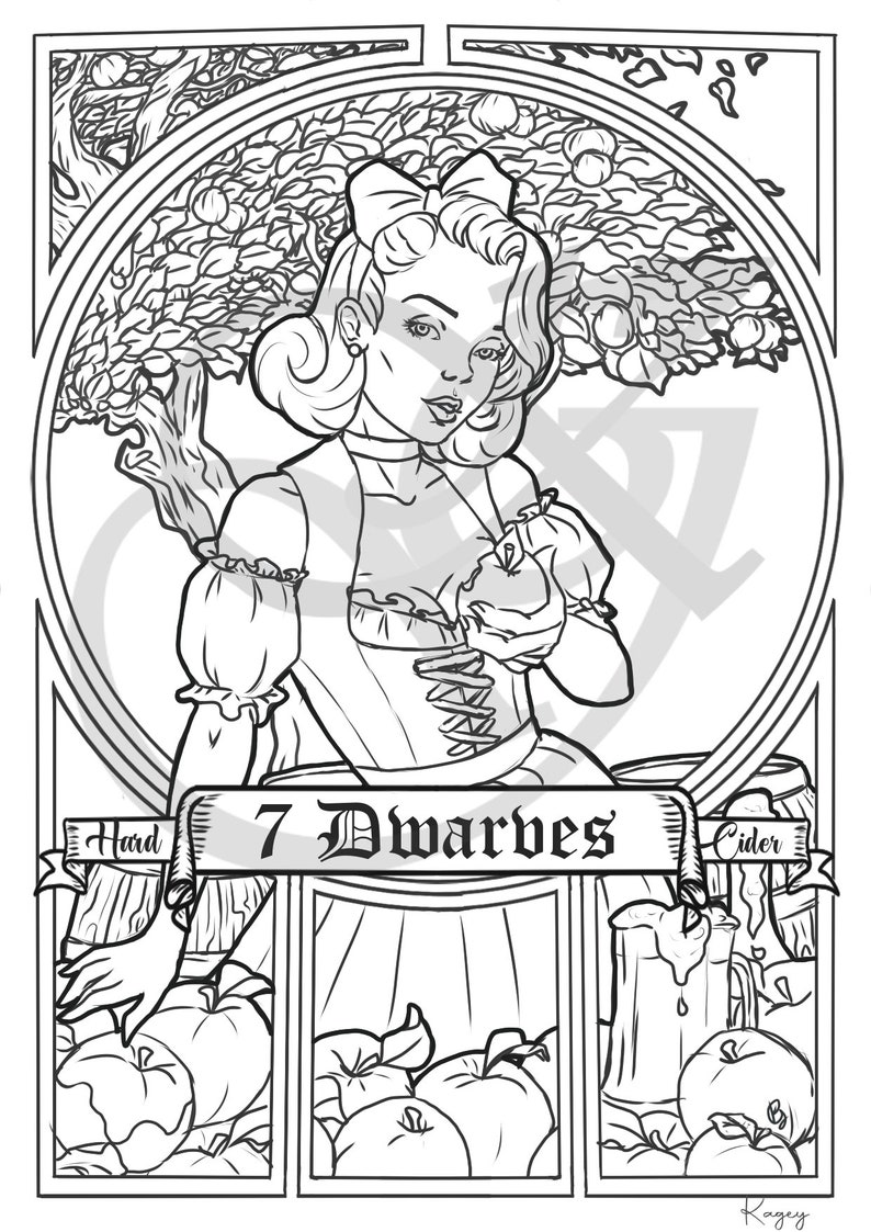 7 Dwarves Coloring Page - Etsy