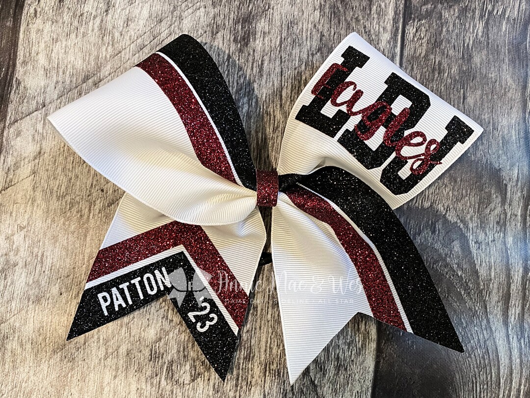 Cheer Bow - White Cheer Bow With Your Choice of 2 Glitter Colors - Etsy
