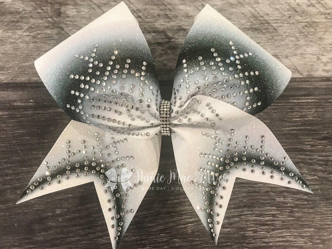 Competition Cheer Bow - Glitter and Rhinestone Bling Cheer Bow - Cheer ...