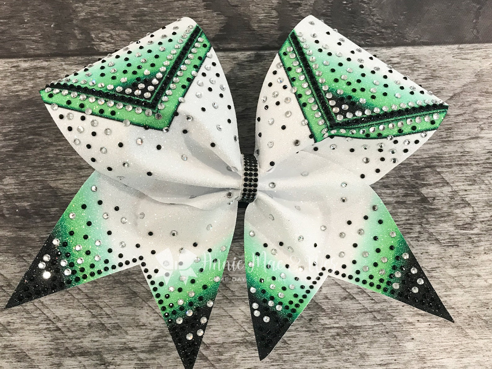 Rhinestone Cheer Bow Teal and Black Glitter Cheer Bow - Etsy