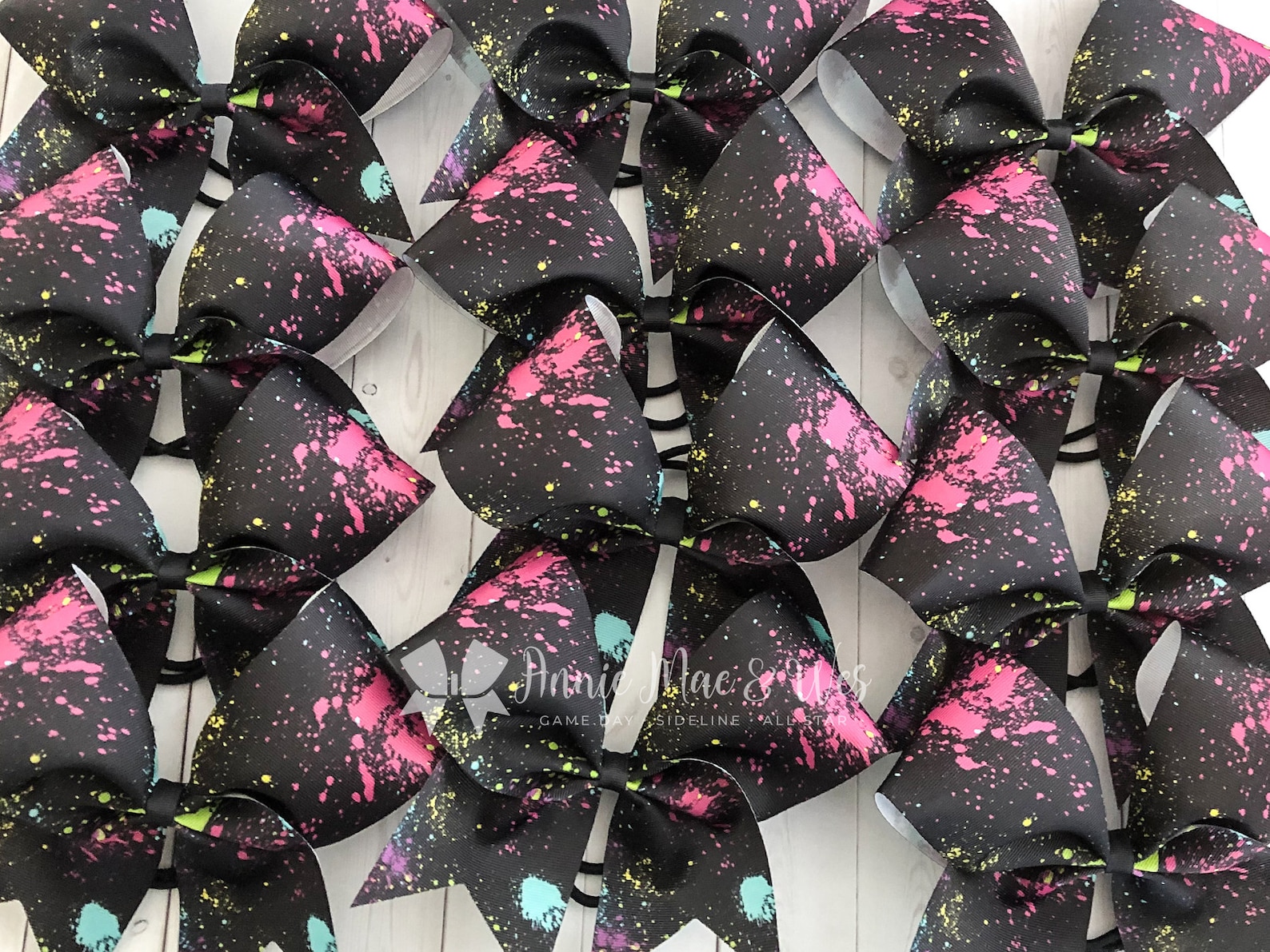 Paint Splatter Cheer Bow - Paint Splatter Cheer Bow - Black and ...