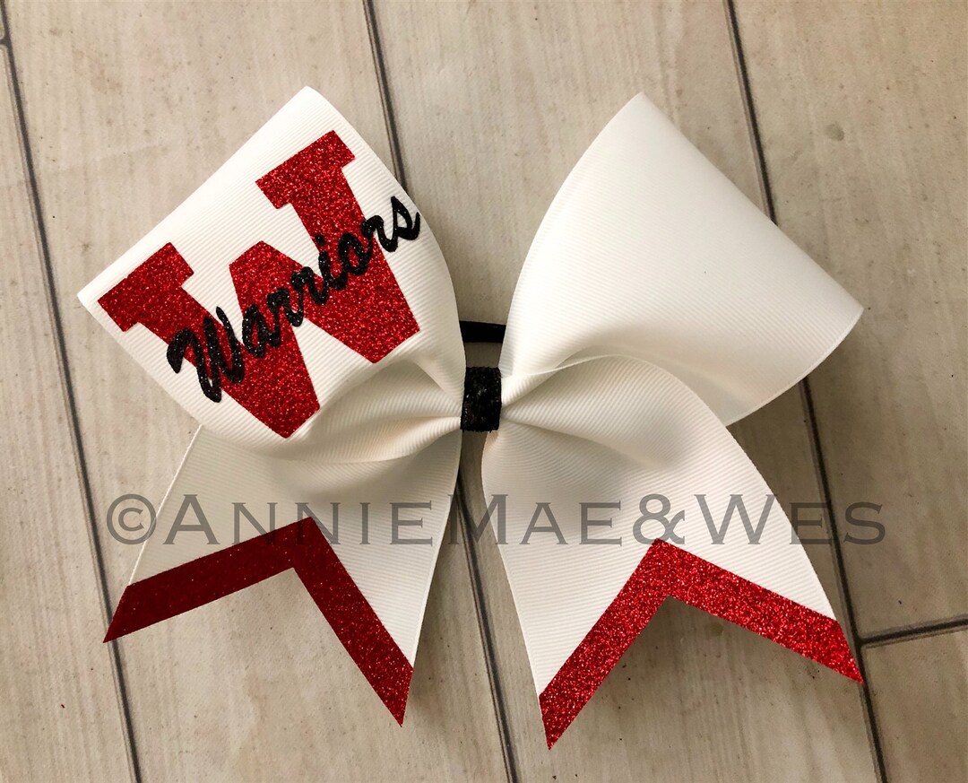 Cheer Bows - White Bow With Your Choice of 2 Glitter Colors - Etsy