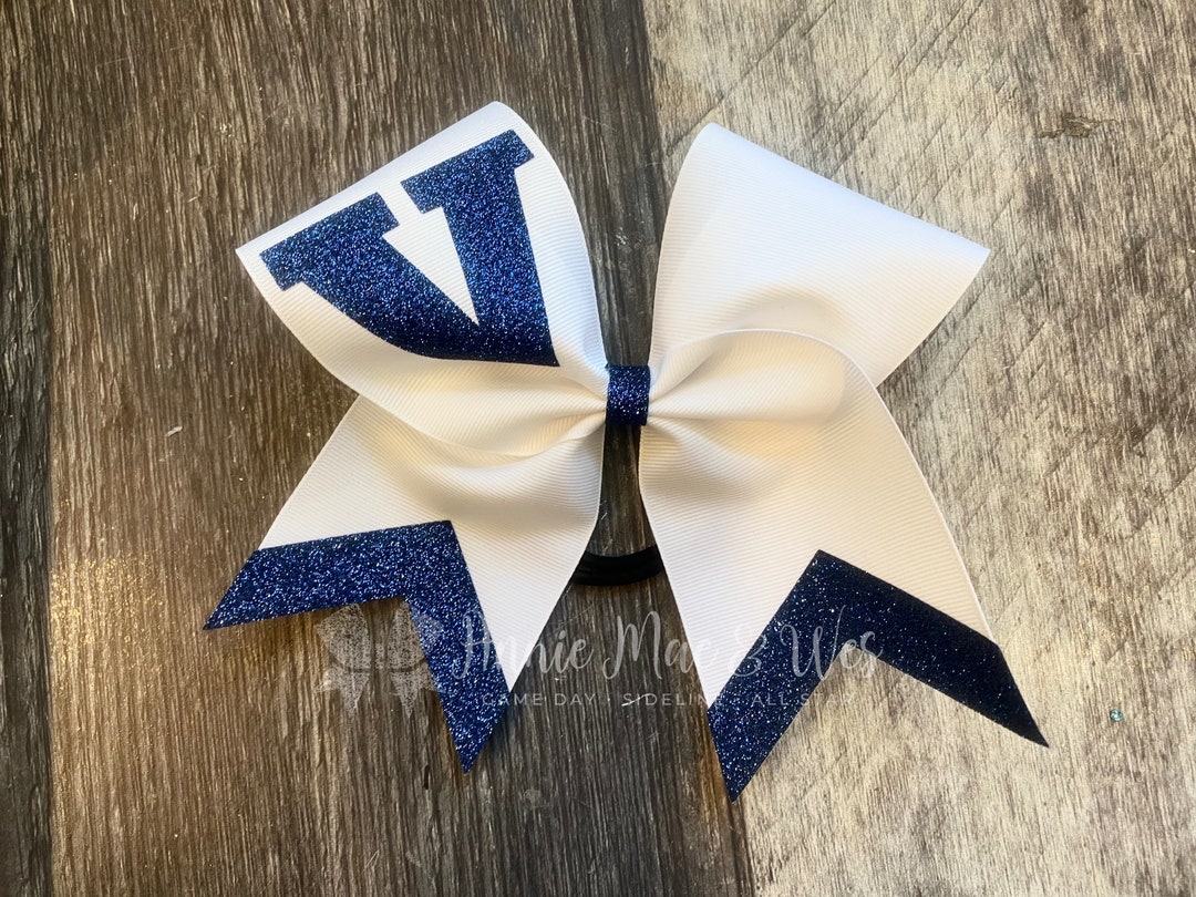 Cheer Bow - White Cheer Bow With Your Choice of 1 Glitter Accent Colors ...