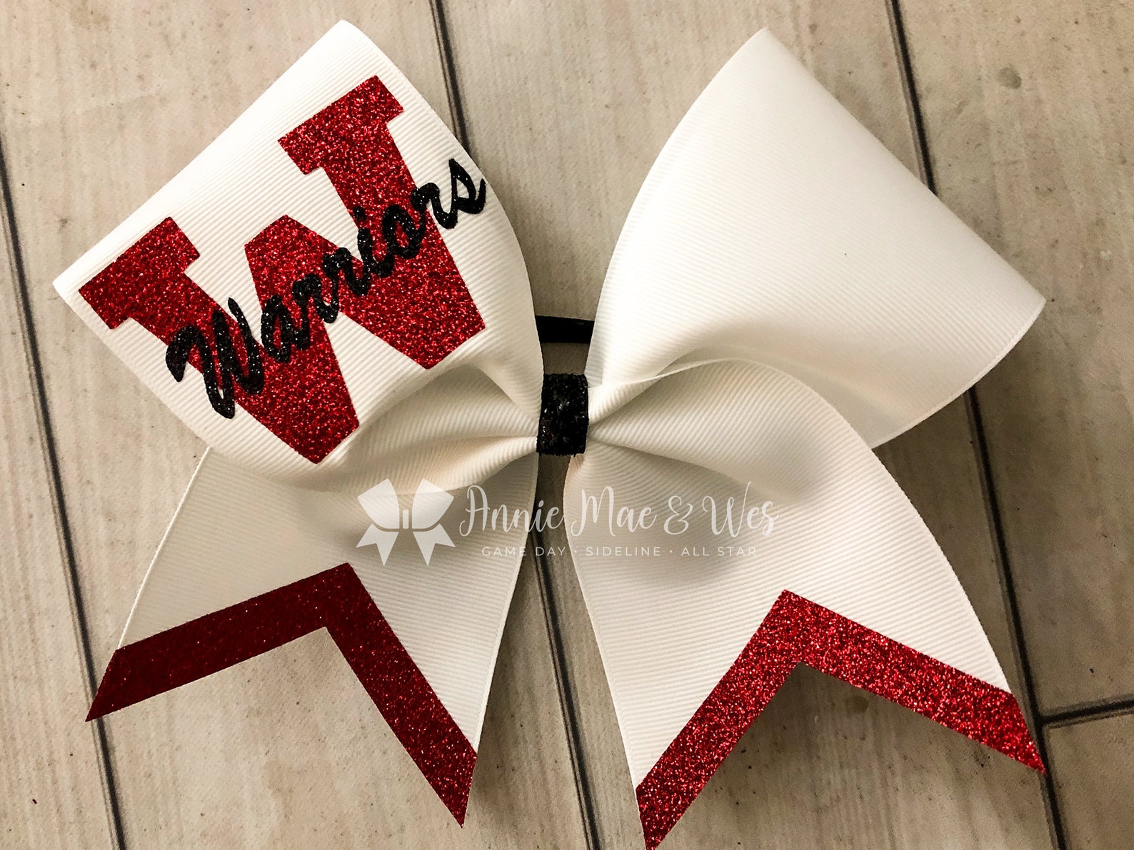 White Cheer Bows White Team Cheer Bow Red and Black Cheer | Etsy