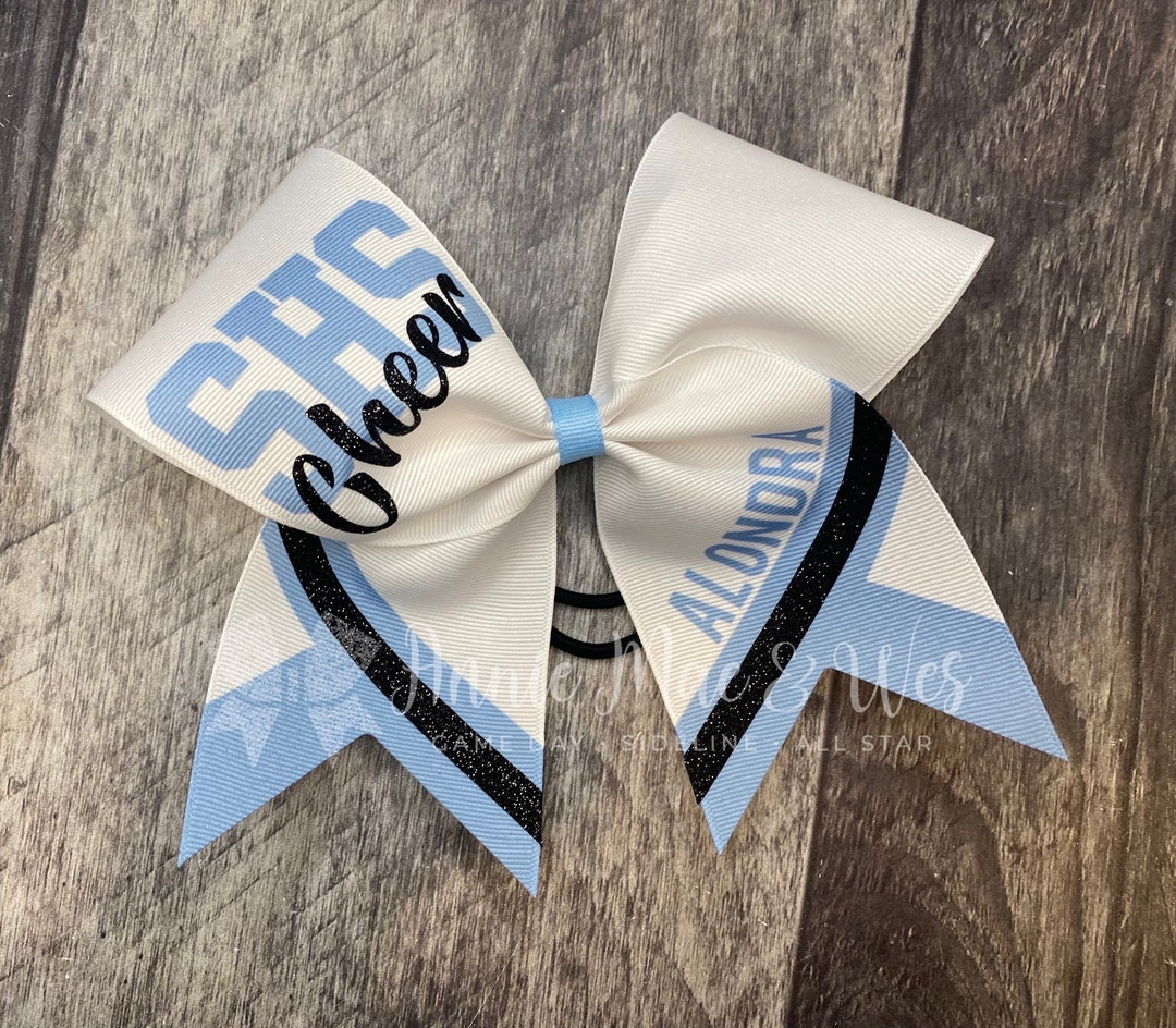 Custom Cheer Bows - Custom Softball Bows - White Bows With Your Choice ...