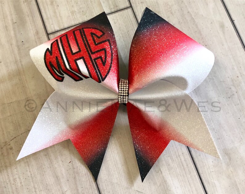 Red Cheer Bows White Black and Red Softball Cheer Bow - Etsy