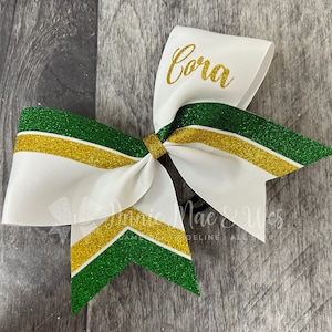 Cheer Bow - Softball Bow - White Bow With Your Choice of 2 Glitter ...